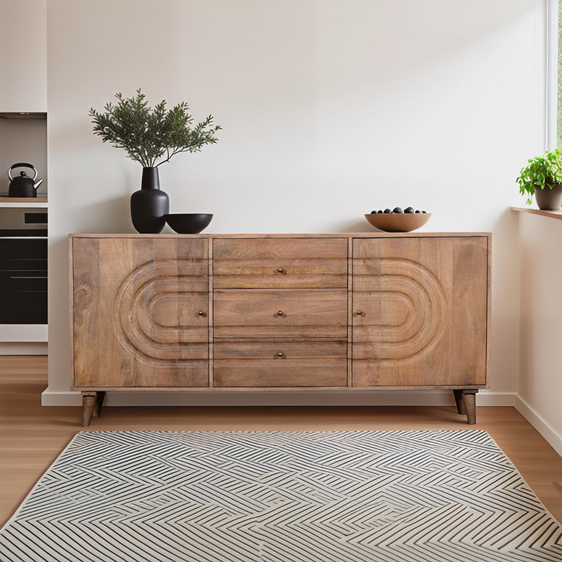 Wade Logan® Breannia 70" Wide 3 Drawer Mango Wood Sideboard & Reviews | Wayfair